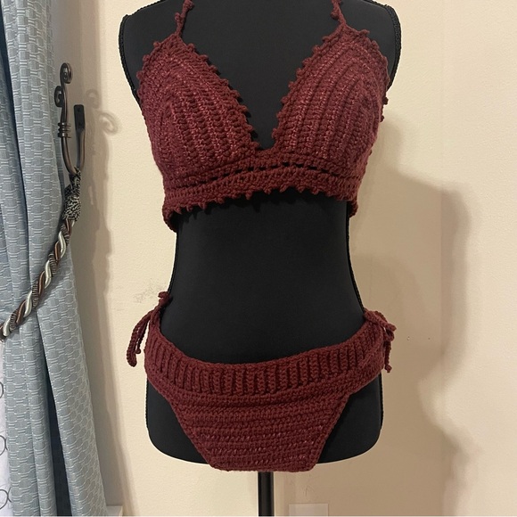 Handmade | Swim | Handmade Burgundy Crochet Bikini | Poshmark